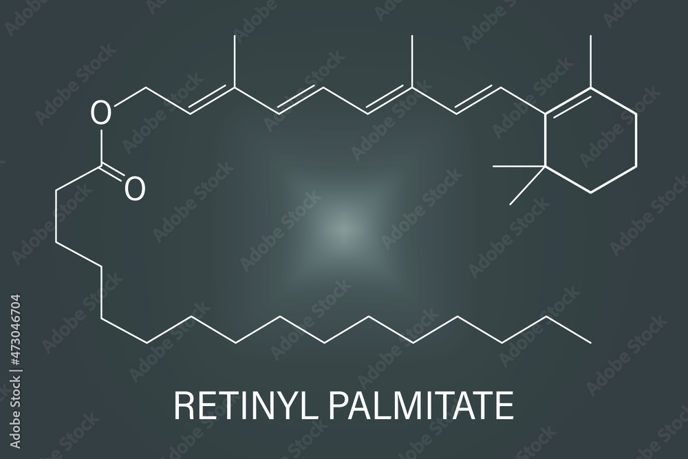 Retinyl palmitate vitamin supplement molecule. Ester of vitamin A ...