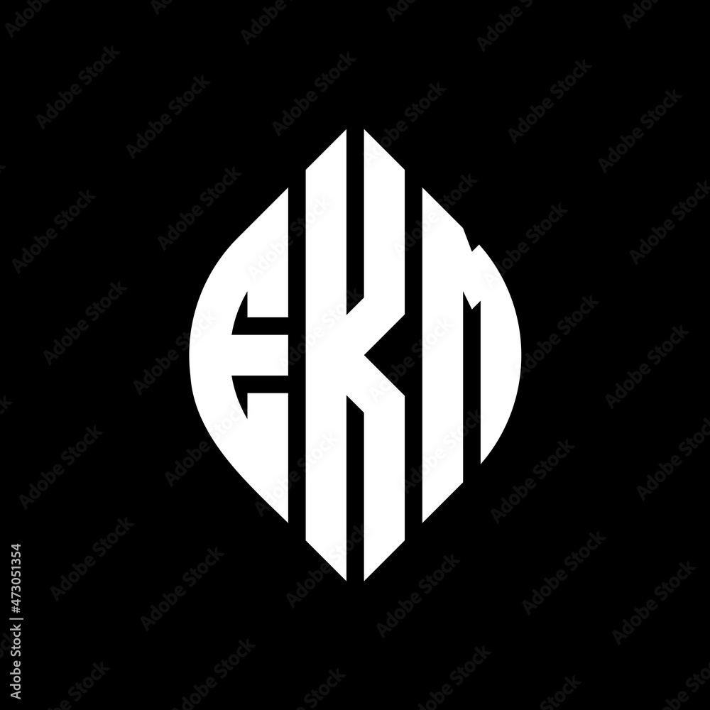EKM circle letter logo design with circle and ellipse shape. EKM ...