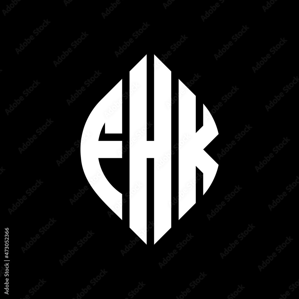 FHK circle letter logo design with circle and ellipse shape. FHK ...