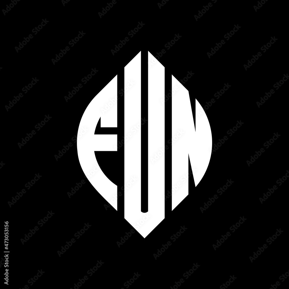 FUN circle letter logo design with circle and ellipse shape. FUN ...