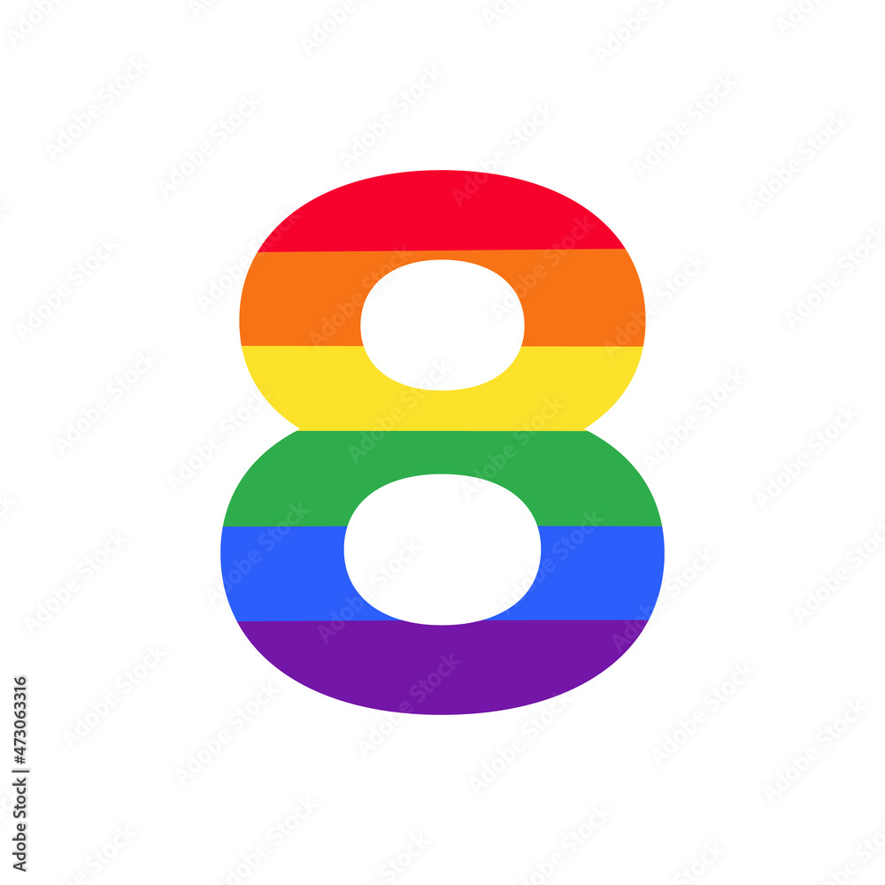 Number 8 Colored in Rainbow Color Logo Design Inspiration for LGBT ...