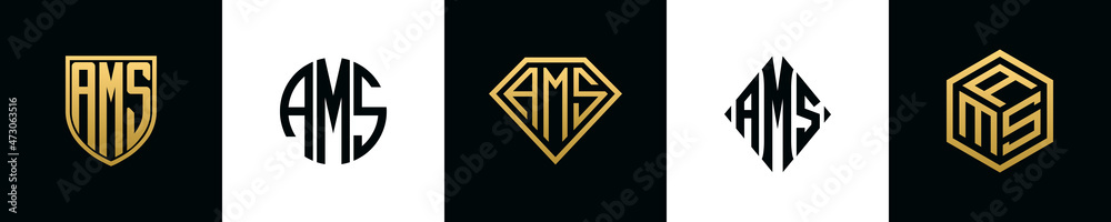Initial letters AMS logo designs Bundle Stock Vector | Adobe Stock