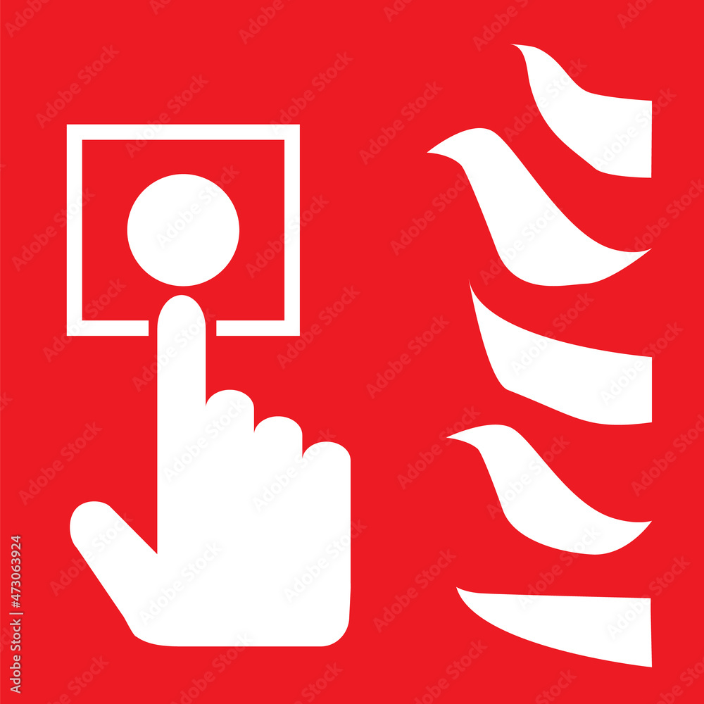 Fire emergency icon on white background. Fire safety sign. Fire alarm ... Fire emergency icon on white background. Fire safety sign. Fire alarm ...