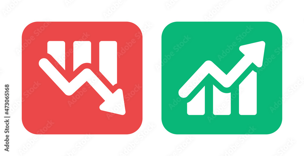 Increase and decrease chart icon. Financial analytic chart graphs ...