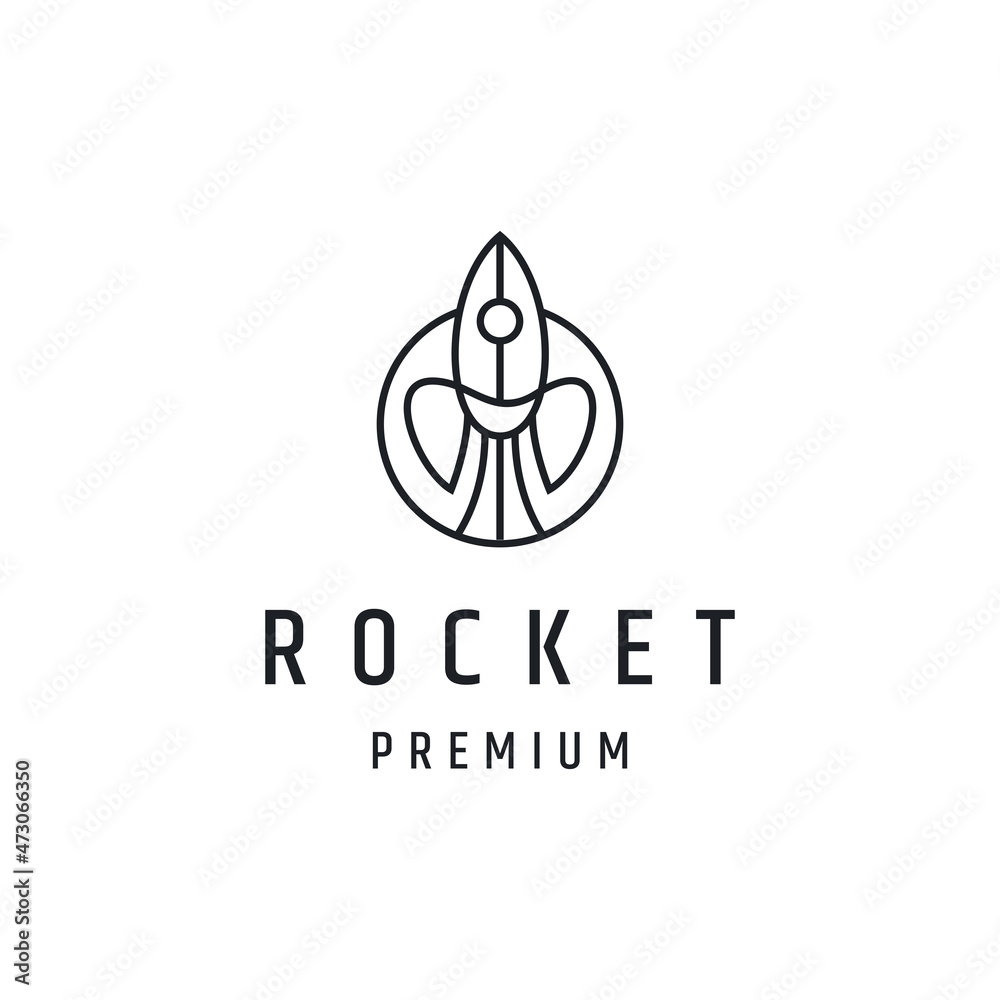 Rocket Logo design with Line Art On White Backround Stock Vector ...