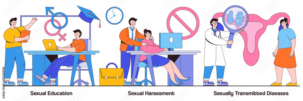 Sexual Harassment And Sexually Transmitted Diseases Concept With Tiny sexual-harassment-and-sexually-transmitted-diseases-concept-with-tiny