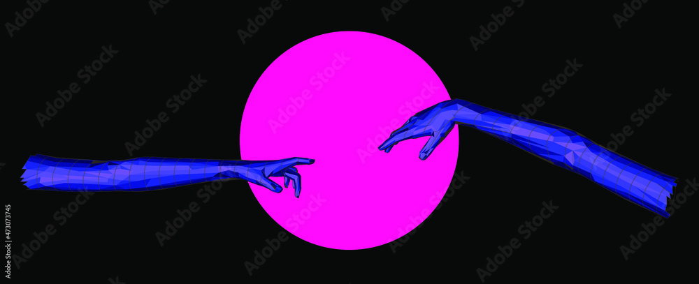 Vector 3D model of hands going to touch together, reminiscent of ...