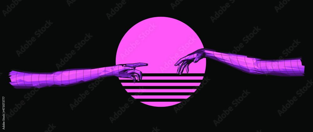 Vector 3D model of hands going to touch together, reminiscent of ...