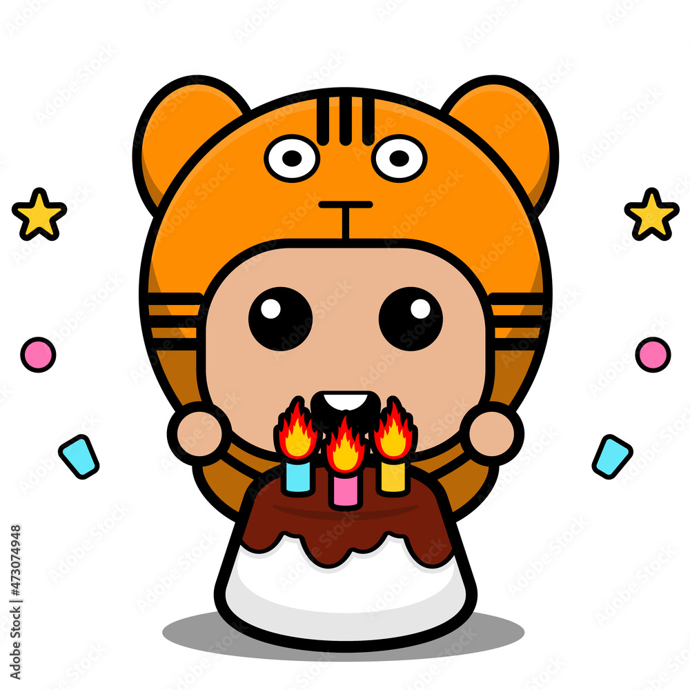 vector cartoon character mascot costume animal predator cute tiger ...