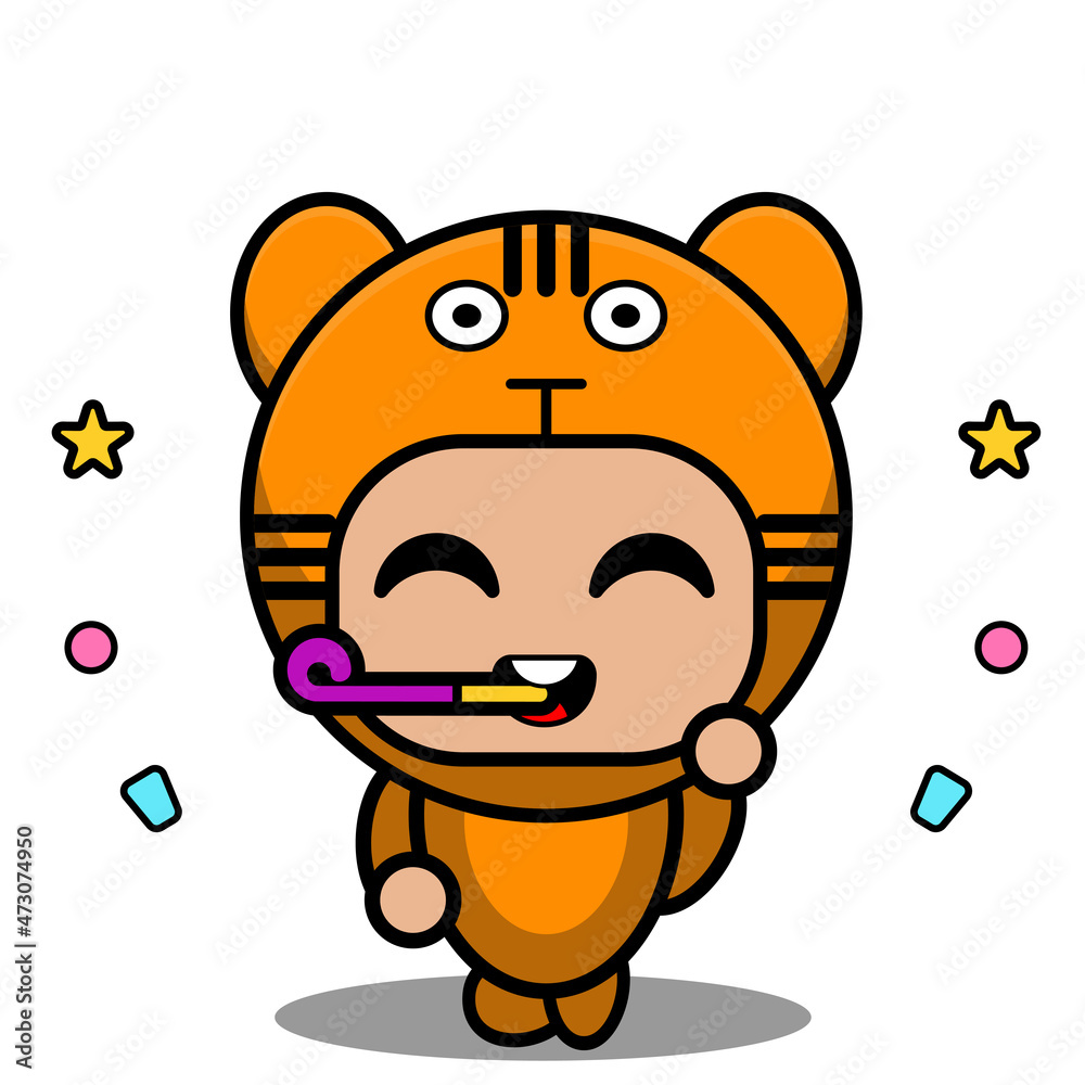 vector cartoon character mascot costume animal predator cute tiger ...