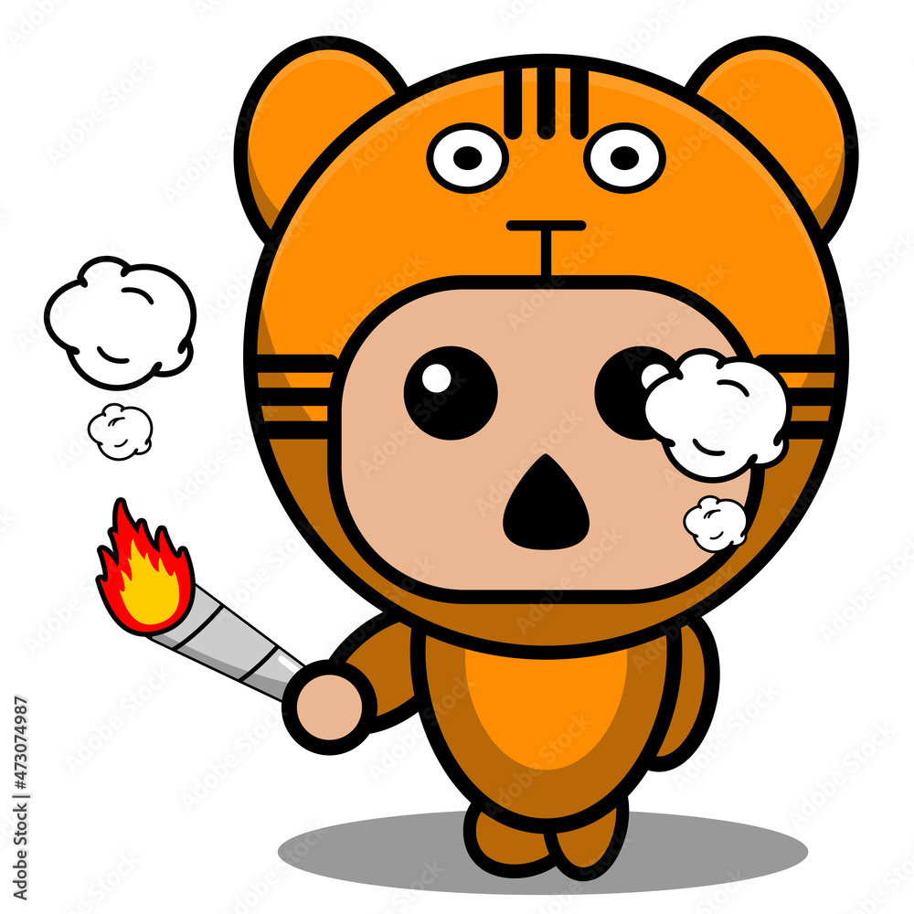 vector cartoon character mascot costume animal predator cute tiger ...