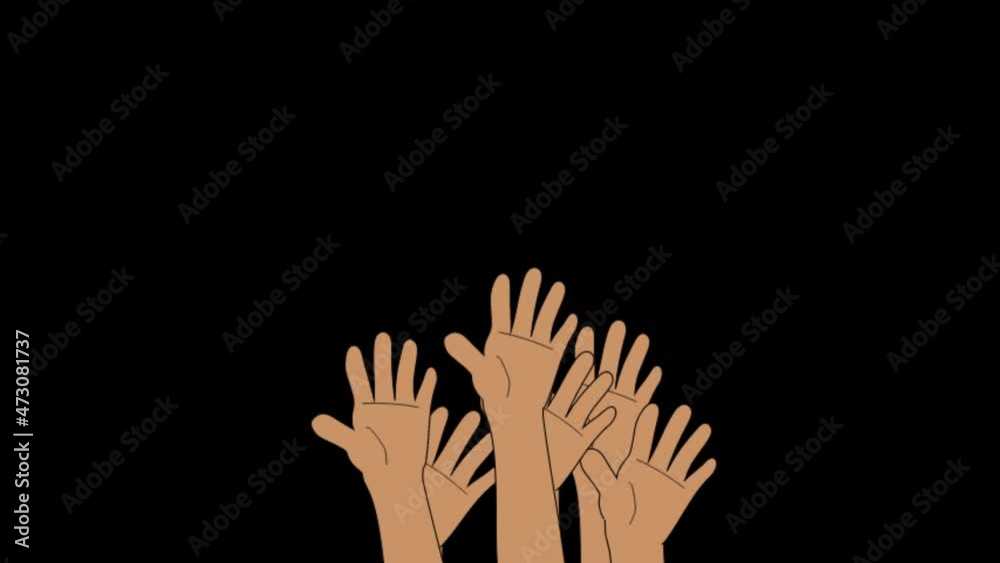 Group of people waving Hi and Bye Hand animation on black background 4k ...