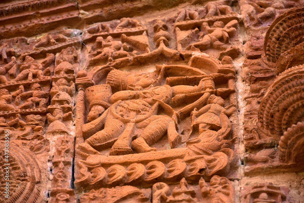 Terracotta Temple Wall : Beautiful terracotta carving scenes of ...