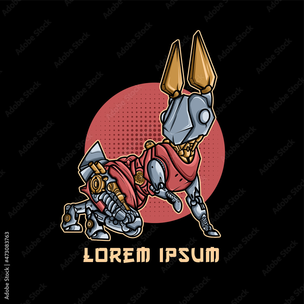 mecha rabbit cartoon vector illustration Stock Vector | Adobe Stock
