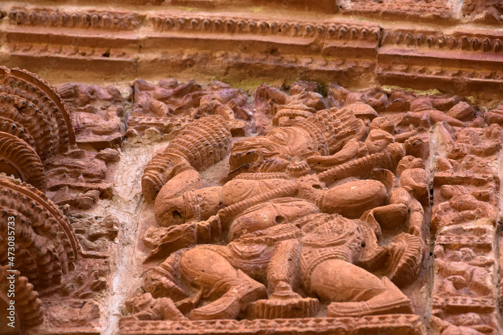 Terracotta Temple Wall : Beautiful terracotta carving scenes of ...