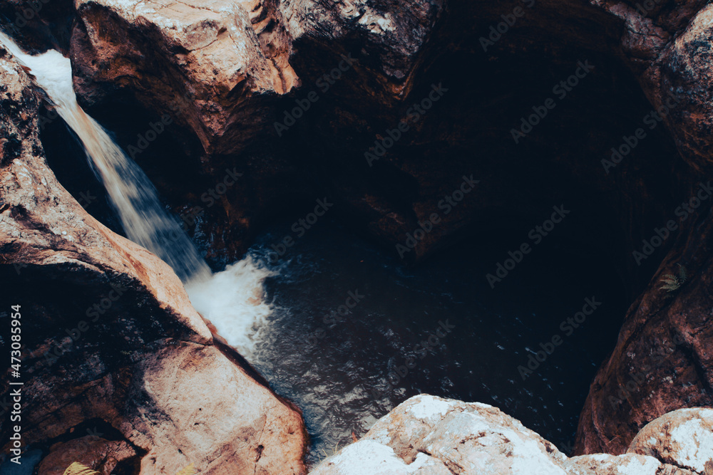 Waterfalls with slow shutter speed showing movement of water. Smooth ...