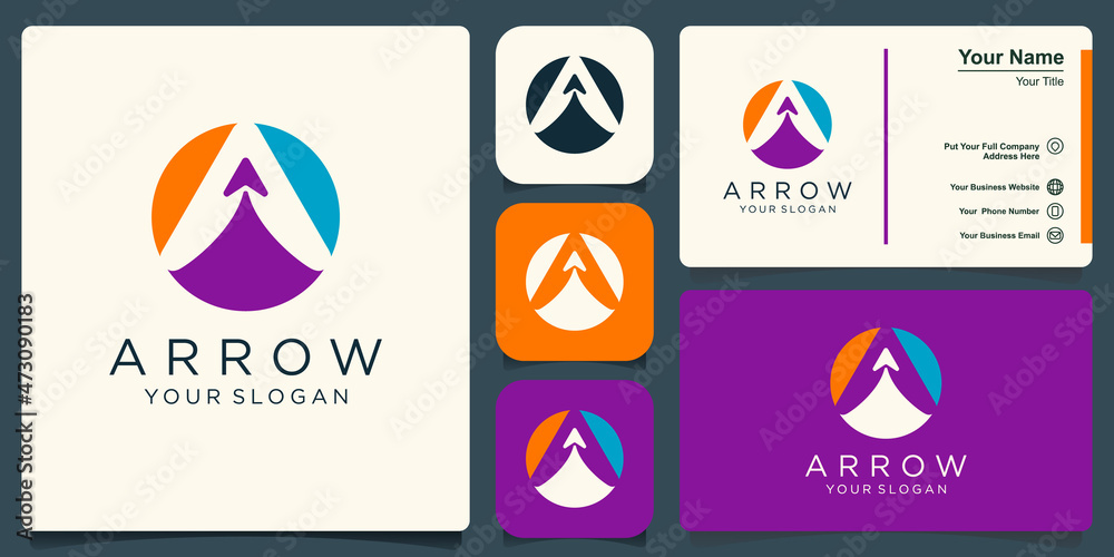 letter A with arrow inside Flat Vector Logo Design Template Stock ...