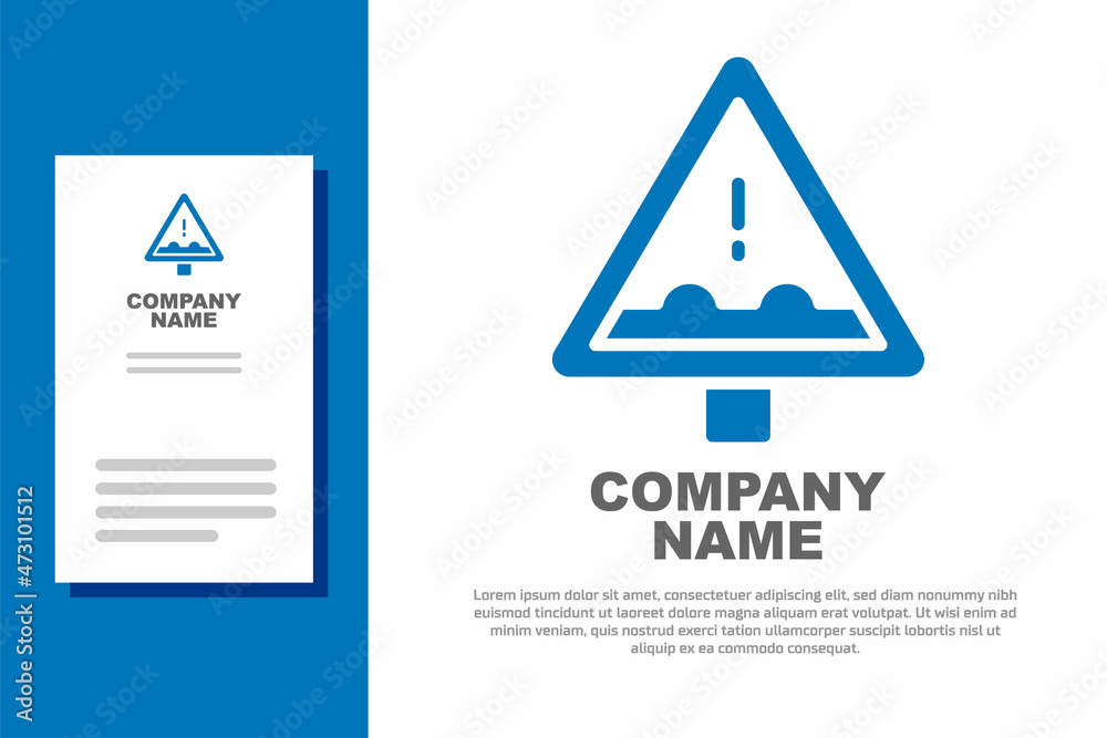 Blue Uneven road ahead sign. Warning road icon isolated on white ...