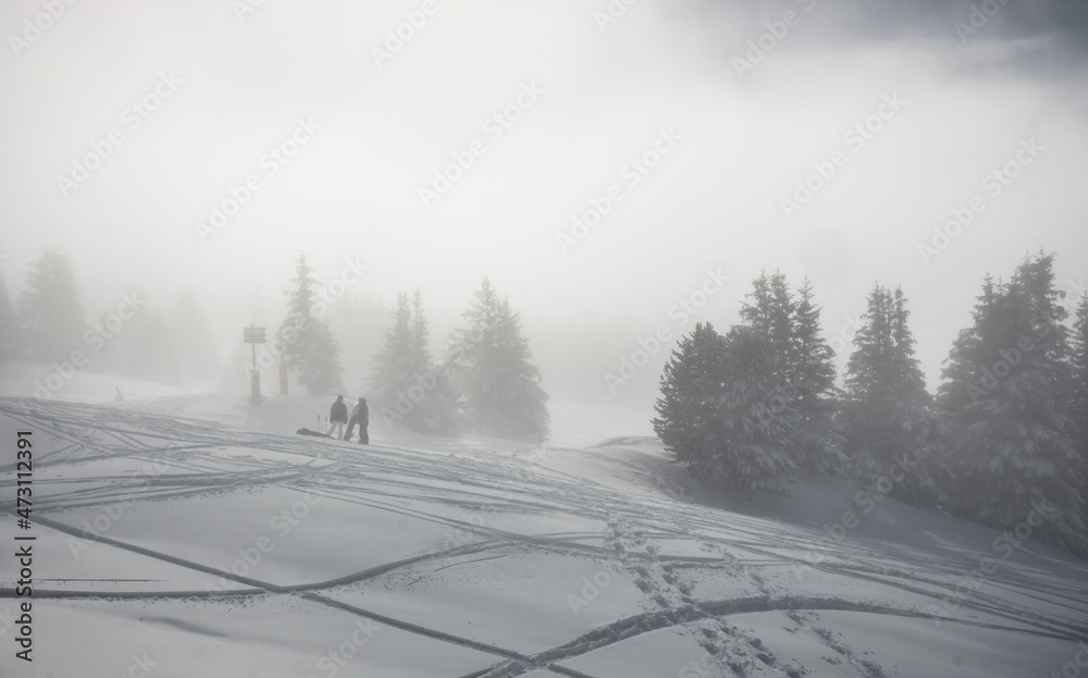 paysage d'hiver de la station de ski de Chamrousse dans le massif de ...