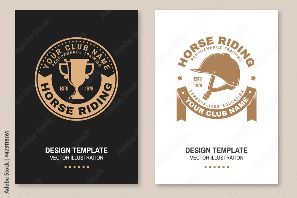 Set of Horse riding sport club flyer, brochure, banner, poster. Vector ...