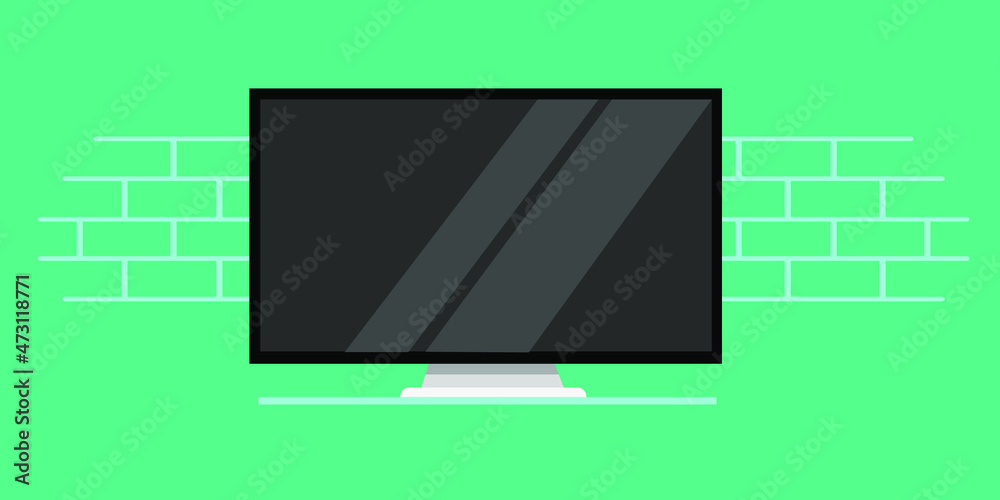 Tv screen or television movie online on desk vector illustration flat ...