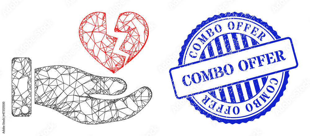 Vector network hand offer broken heart model, and Combo Offer blue ...