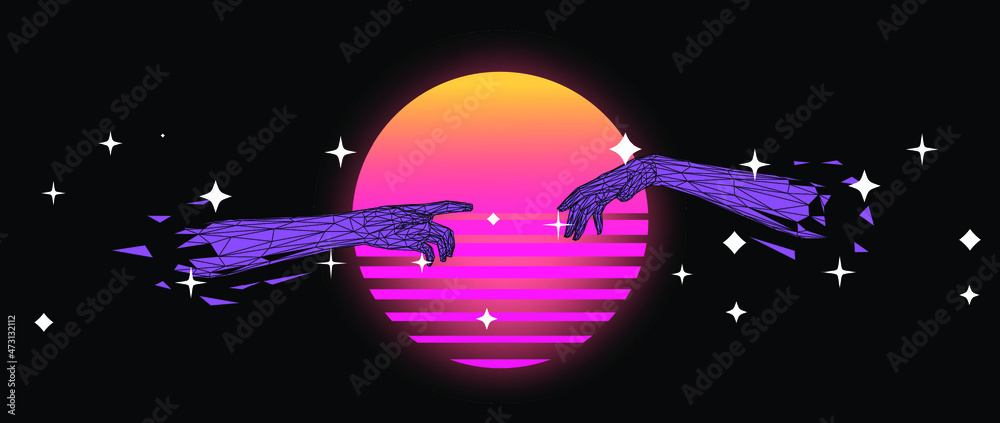 Vector 3D model of hands going to touch together, reminiscent of ...