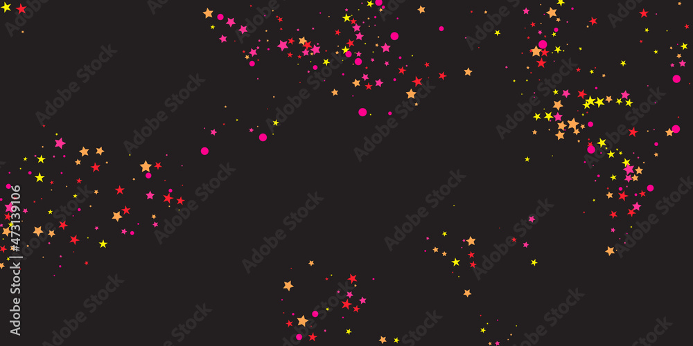 Red Stars Banner. Coral Confetti Modern. Pink Starry Sky. Colorful ...