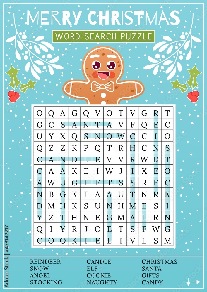 Simple Christmas word search puzzle with answers. Holiday crossword ...