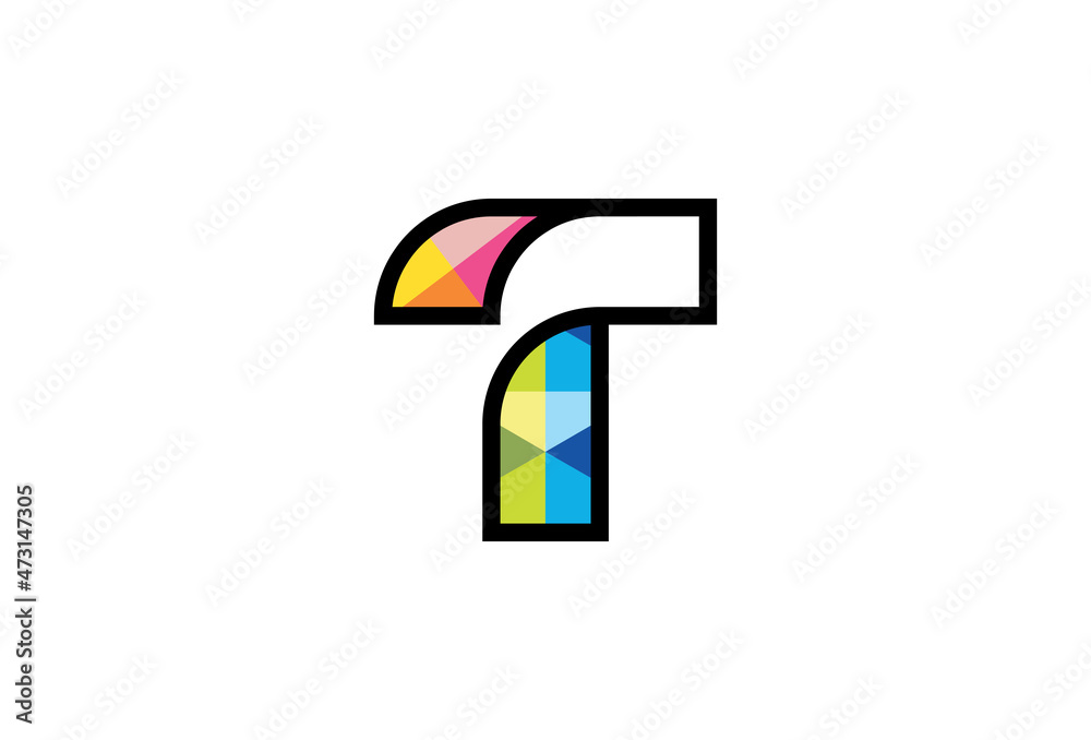 colorful polygon letter t logo Stock Vector | Adobe Stock