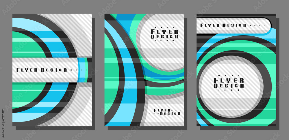 Vector Flyers Set, 3 colorful layouts with decorative geometric shapes ...