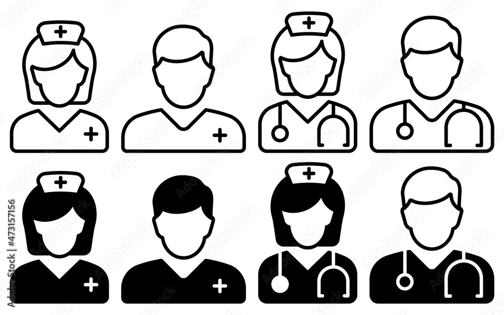 Medical Team Icon. Simple linear icon for a group of doctors. Vector ...