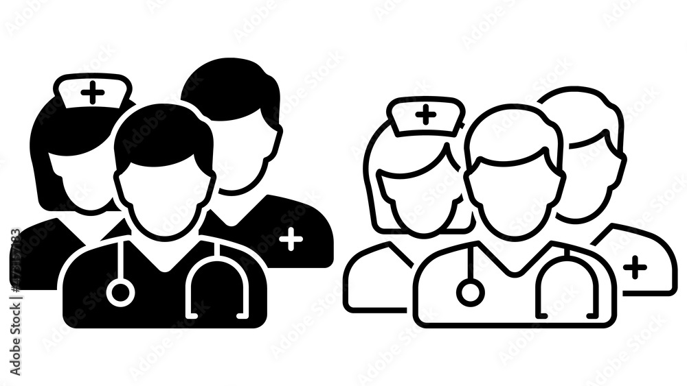 Medical Team Icon. Simple linear icon for a group of doctors. Vector ...