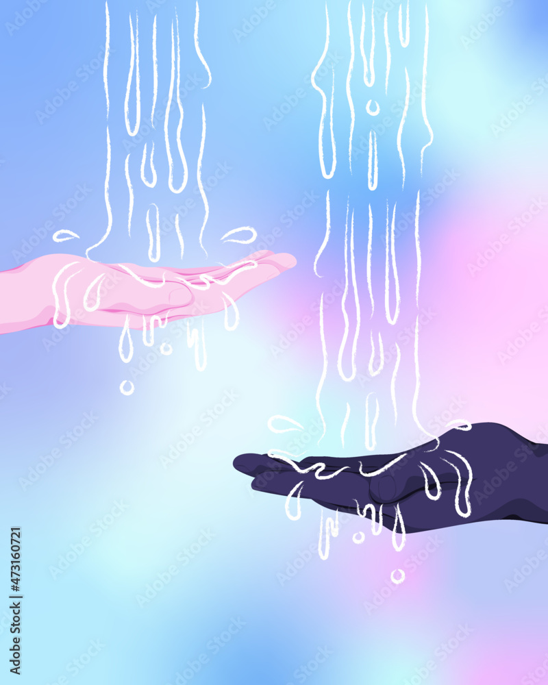 water dripping onto hands Stock Vector | Adobe Stock