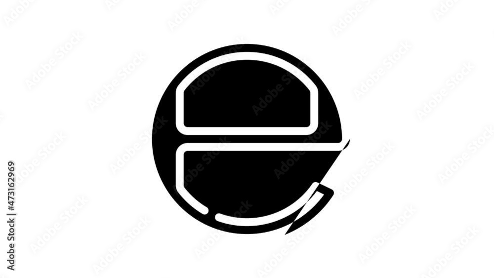 estimated e mark animated line icon estimated e mark sign. isolated on ...