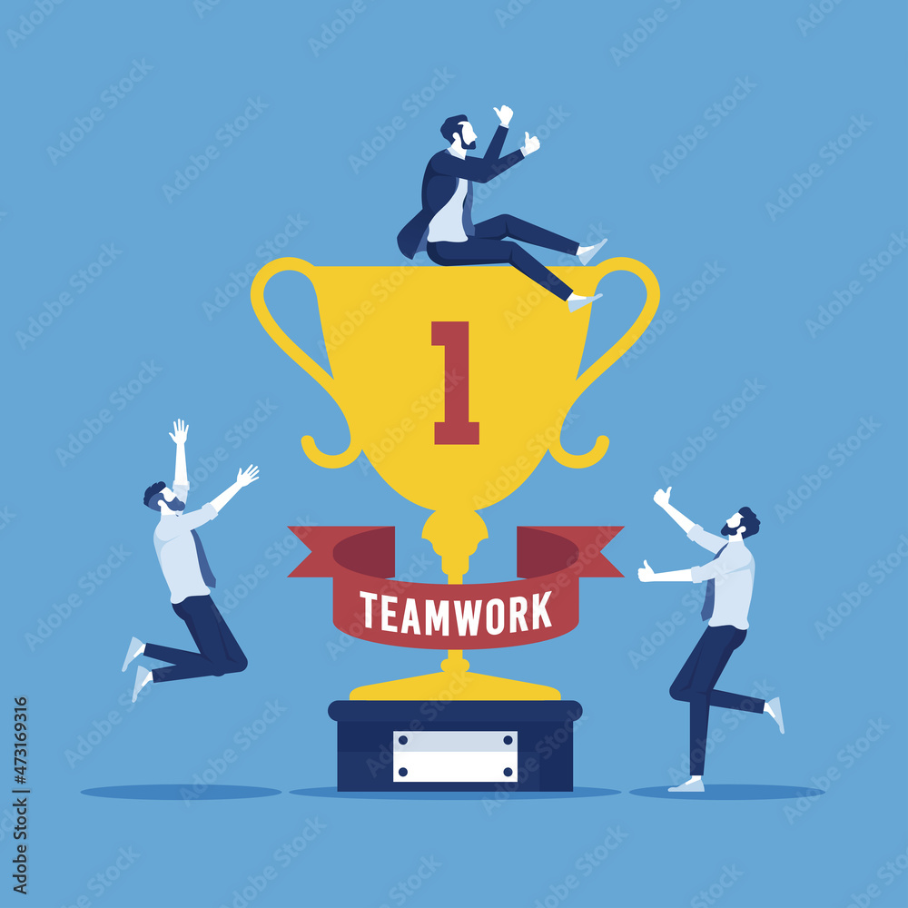 Teamwork, success and achievement concept, business people celebrating ...