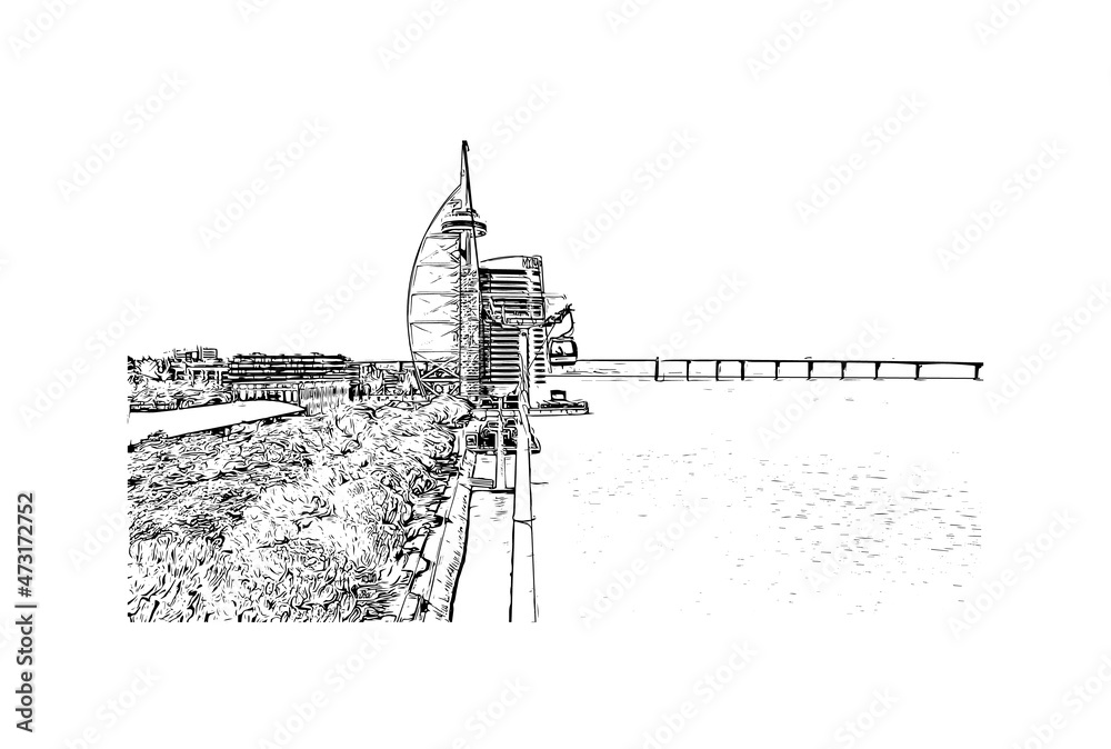 Building view with landmark of Lisbon is the capital of Portugal. Hand ...