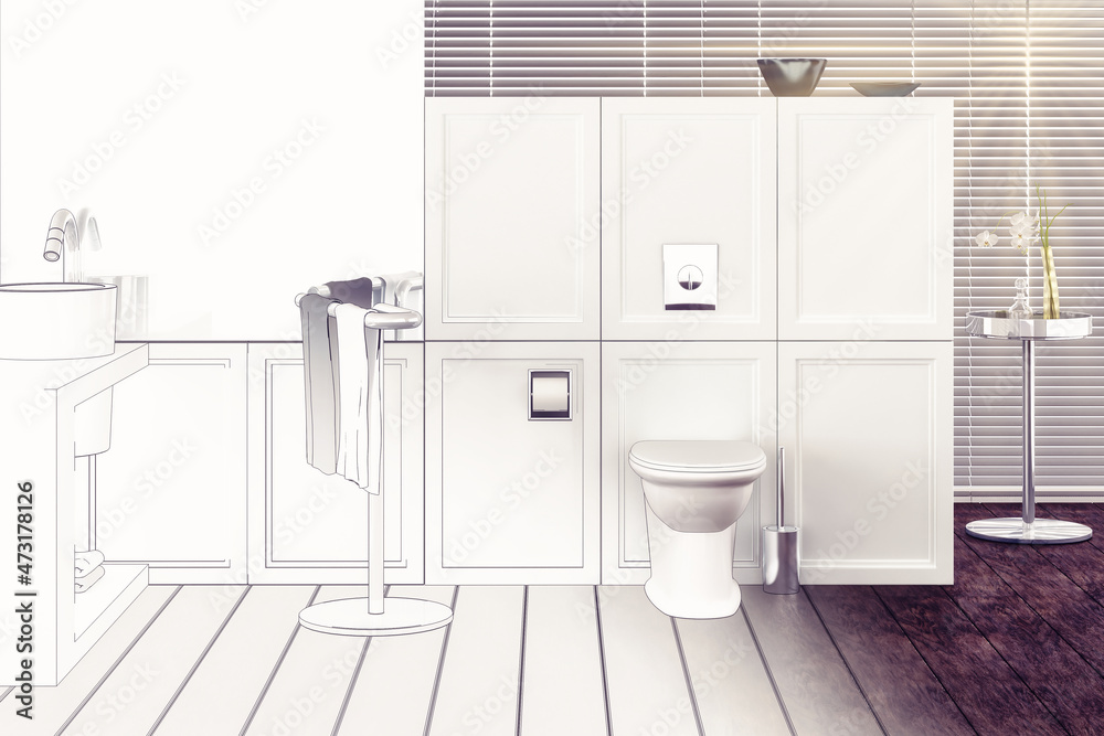 Classical Style Toilet in Design - 3D Visualization Stock Illustration ...
