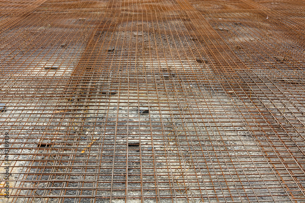reinforcing mesh, preparatory works for concreting, placing the ...