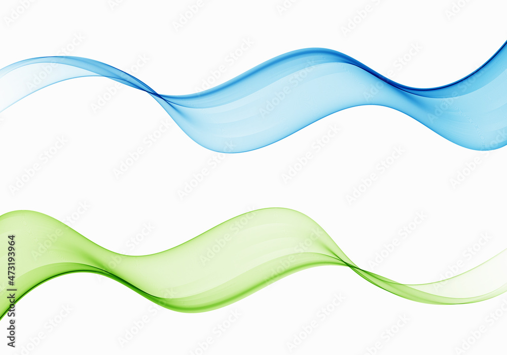 Soft bright colorful web borders layout set. Blue and green wave ...