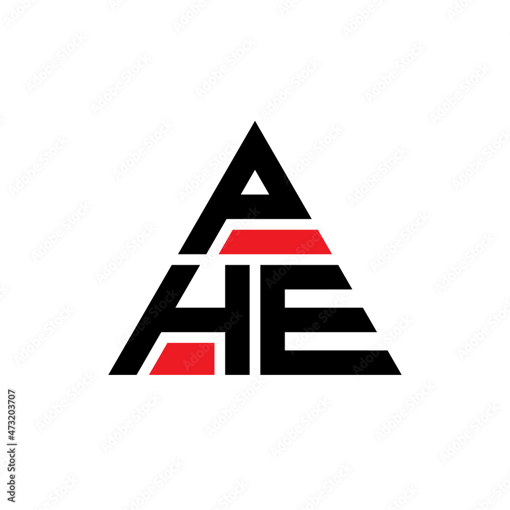 PHE triangle letter logo design with triangle shape. PHE triangle logo ...