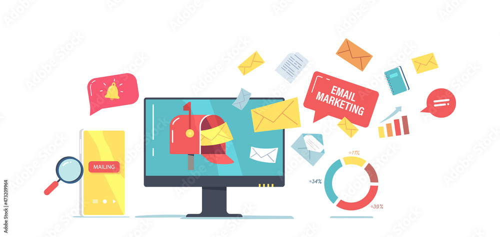 Email Digital Marketing, Online Communication Concept. Business ...