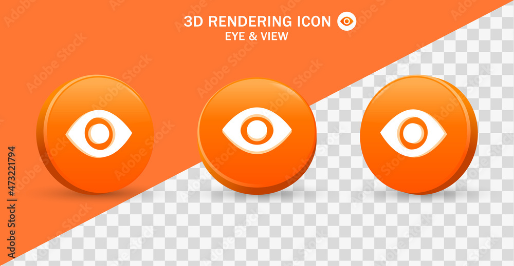 3d eye icon frame . view icon in 3d rendering modern button . vision ...