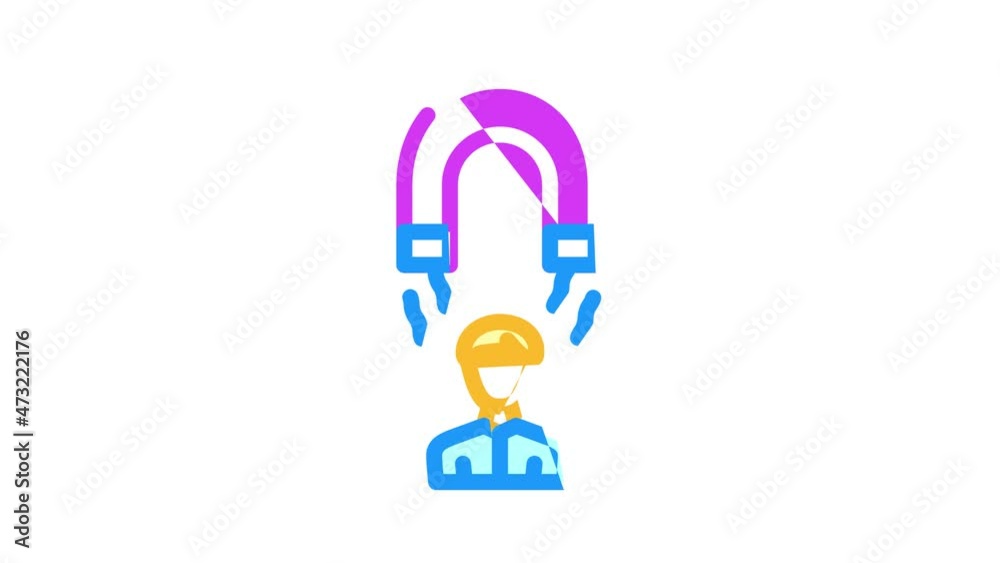 magnet people animated color icon magnet people sign. isolated on white ...