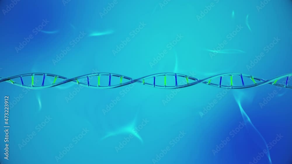 Green and Blue DNA Strand Animation on light blue looping Background ...