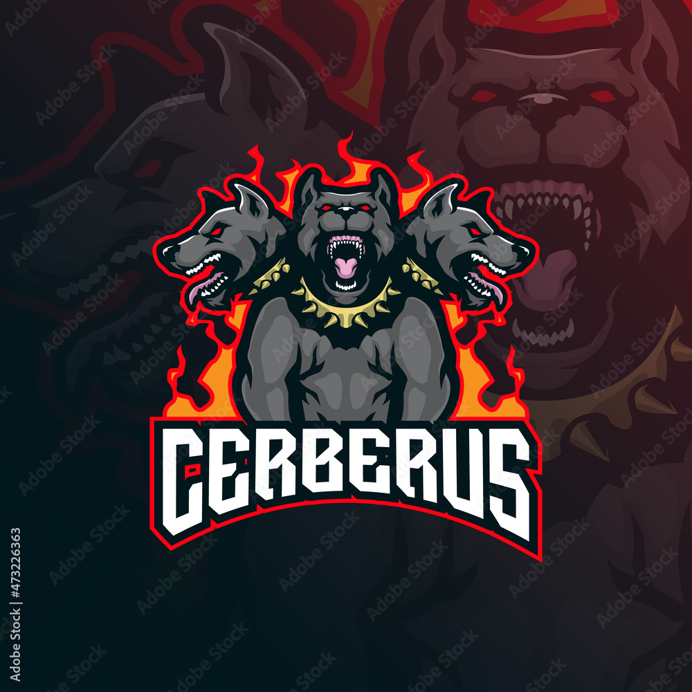 cerberus mascot logo design with modern illustration concept style for ...