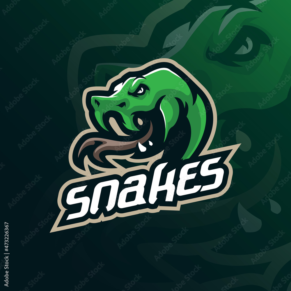 snake mascot logo design with modern illustration concept style for ...
