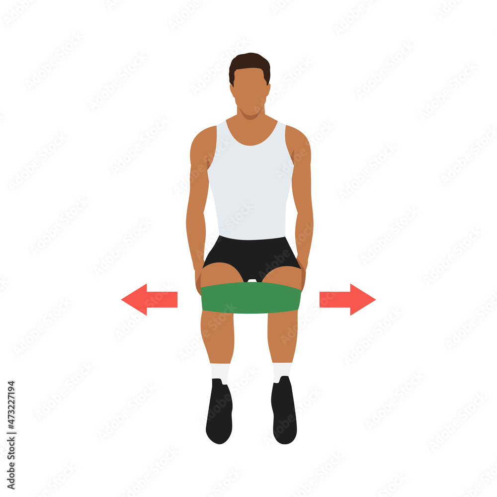 Man doing Isometric Hip abduction with band Resistance band exercise ...
