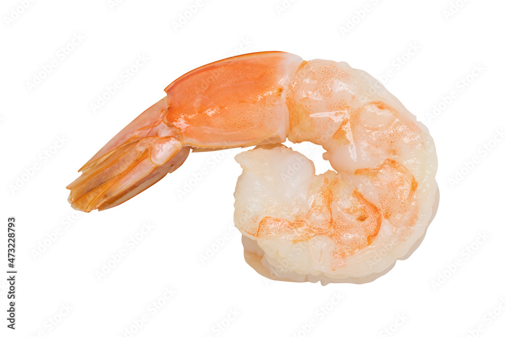 White shrimp cooked peeled isolated on white background Stock Photo ...