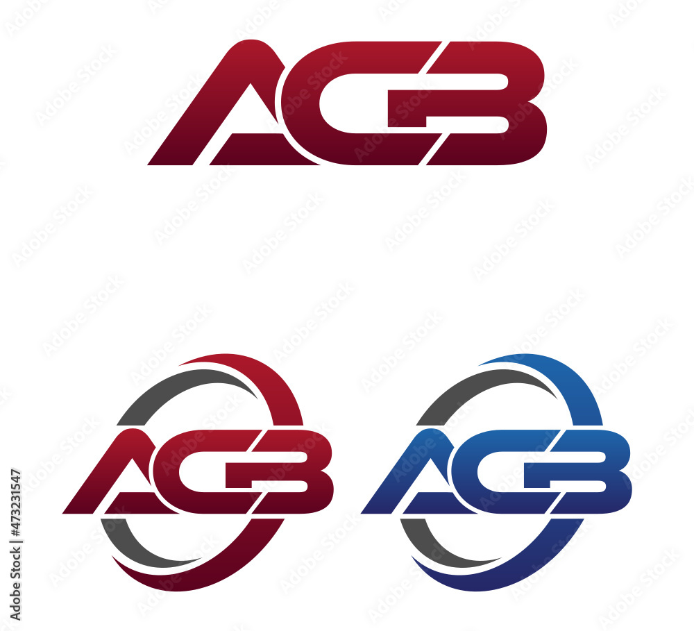 Modern 3 Letters Initial logo Vector Swoosh Red Blue ACB Stock Vector ...